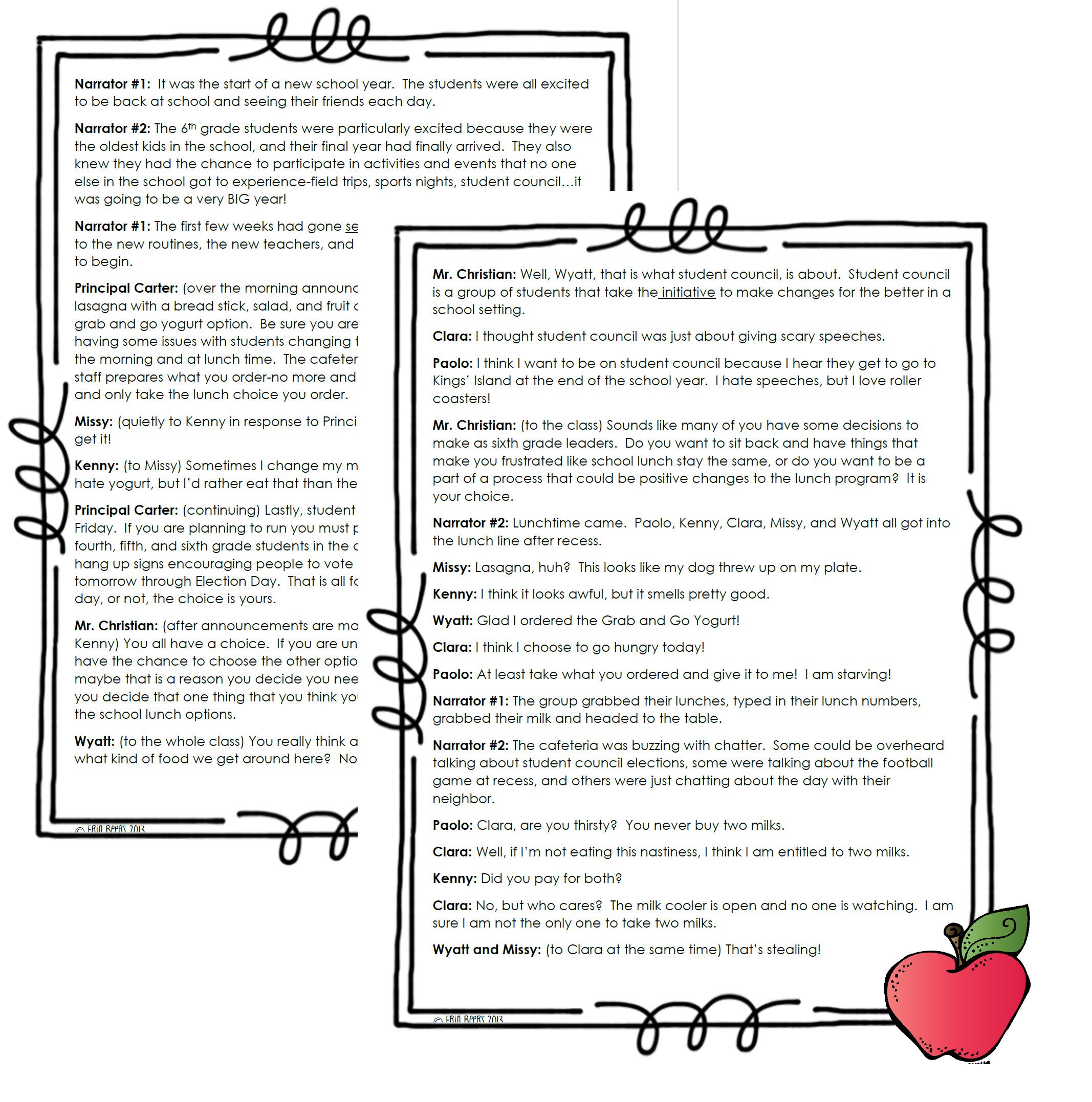 The Cafeteria Catastrophe - Reader's Theater Script for Grades 4-8 - Etsy