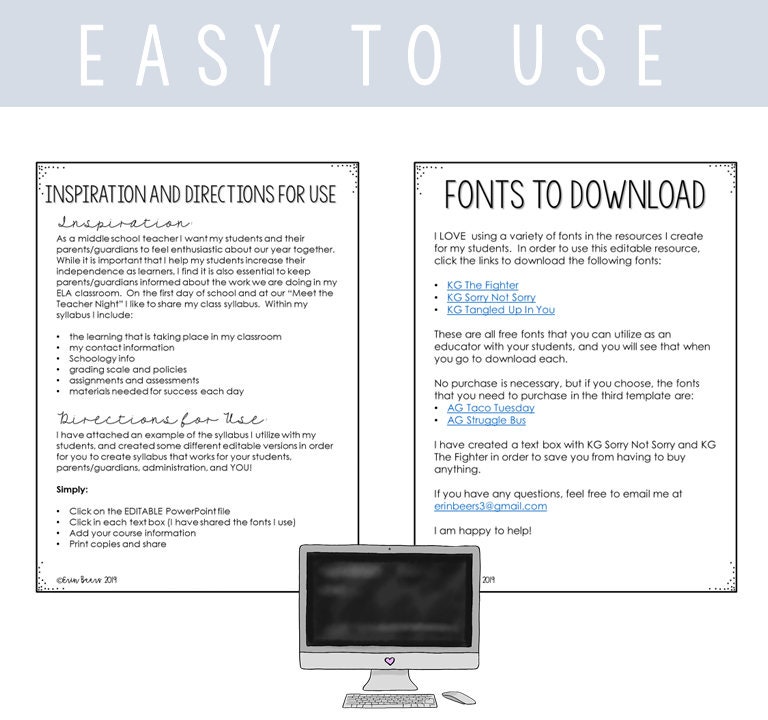 Editable Syllabus Templates for Middle School and High School - Etsy