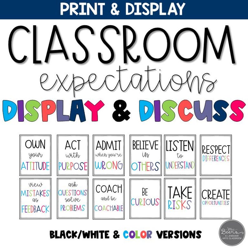 Classroom Expectations Posters for Middle School - Etsy