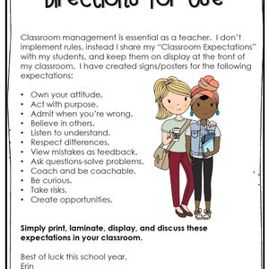 Classroom Expectations Posters for Middle School - Etsy
