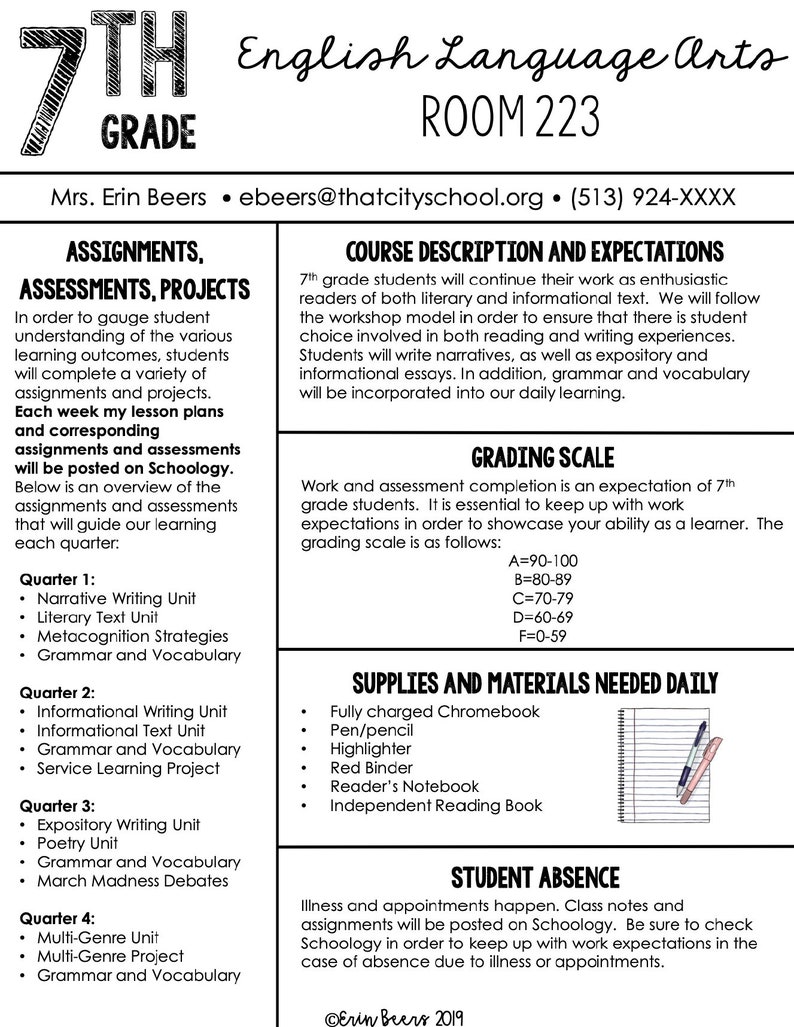 Editable Syllabus Templates for Middle School and High School - Etsy
