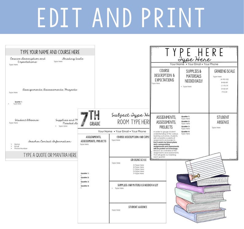Editable Syllabus Templates for Middle School and High School - Etsy
