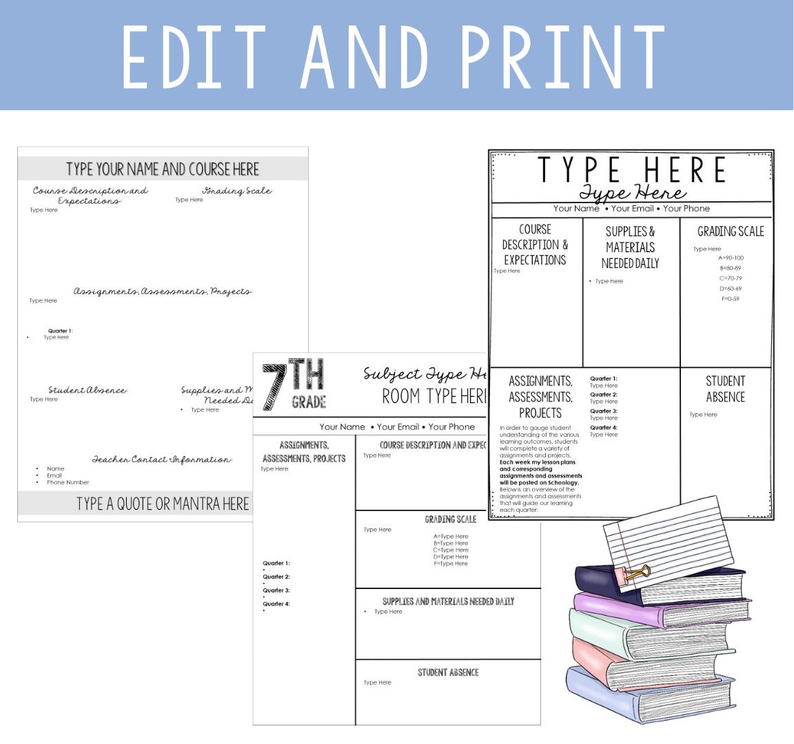 Editable Syllabus Templates for Middle School and High School - Etsy