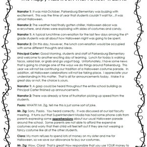 Halloween Reader's Theater Script and Activities for Middle Grades - Etsy