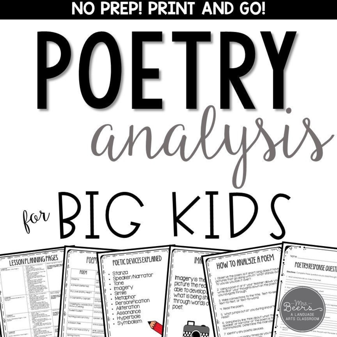Poetry Analysis Lesson Plans for Middle School - Etsy