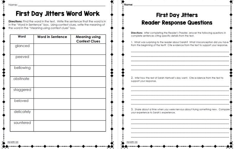 First Day Jitters Reader's Theater Script for Middle Grades - Etsy