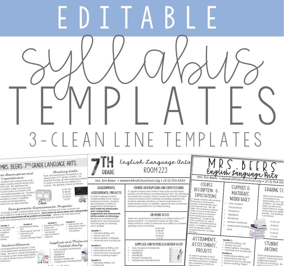 Editable Syllabus Templates for Middle School and High School - Etsy