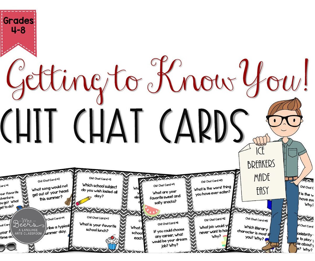 Getting to Know You Chit Chat Cards - Back to School Activity for ...