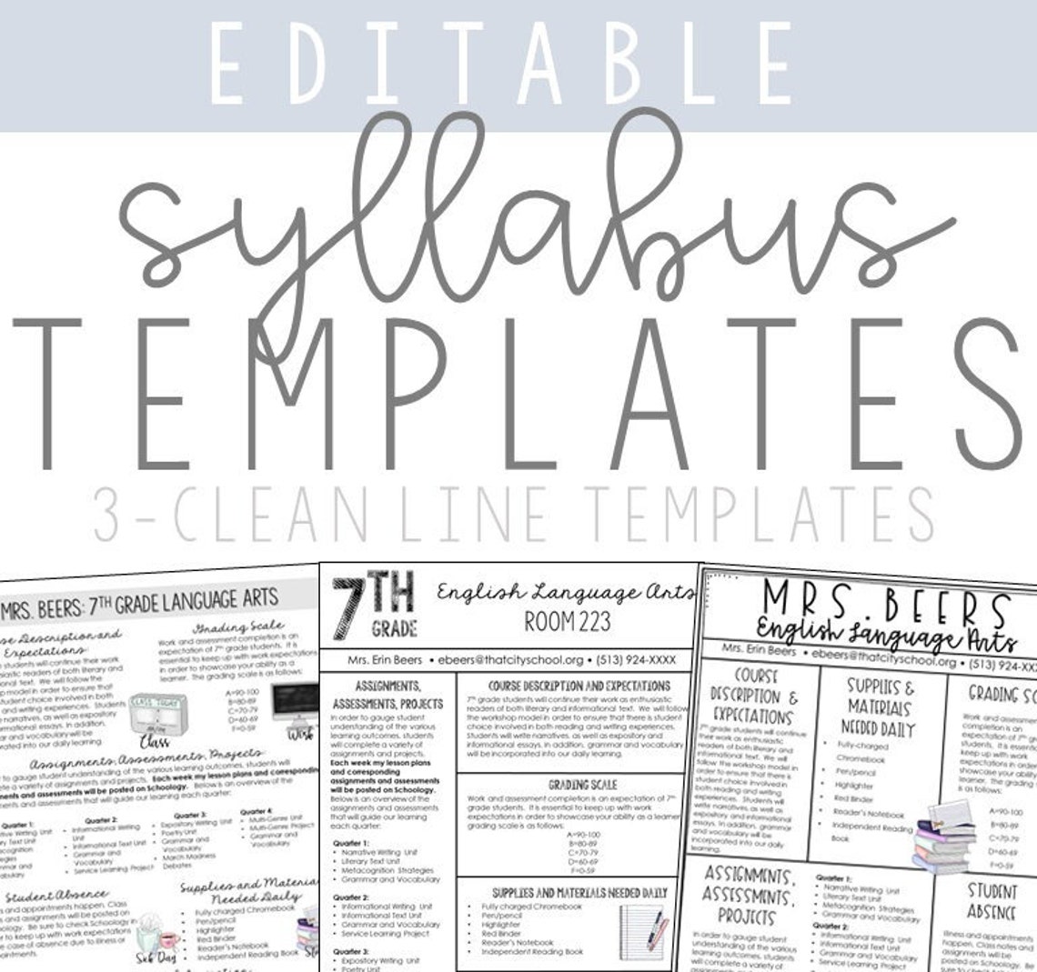 Editable Syllabus Templates for Middle School and High School - Etsy