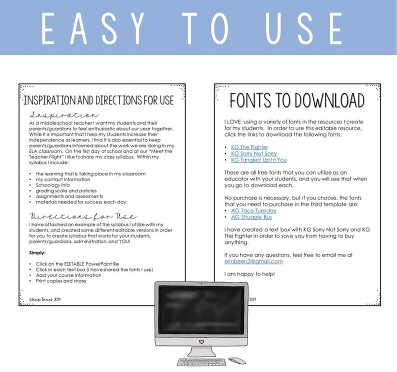 Editable Syllabus Templates for Middle School and High School - Etsy