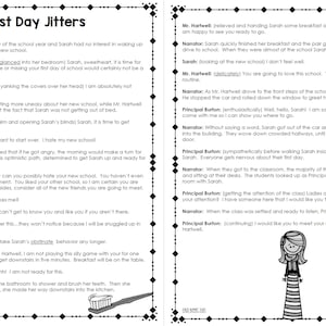 First Day Jitters Reader's Theater Script for Middle Grades - Etsy