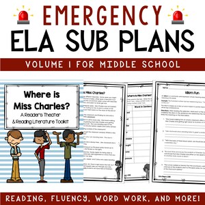 Emergency ELA Sub Plans Bundle for Middle School - Etsy