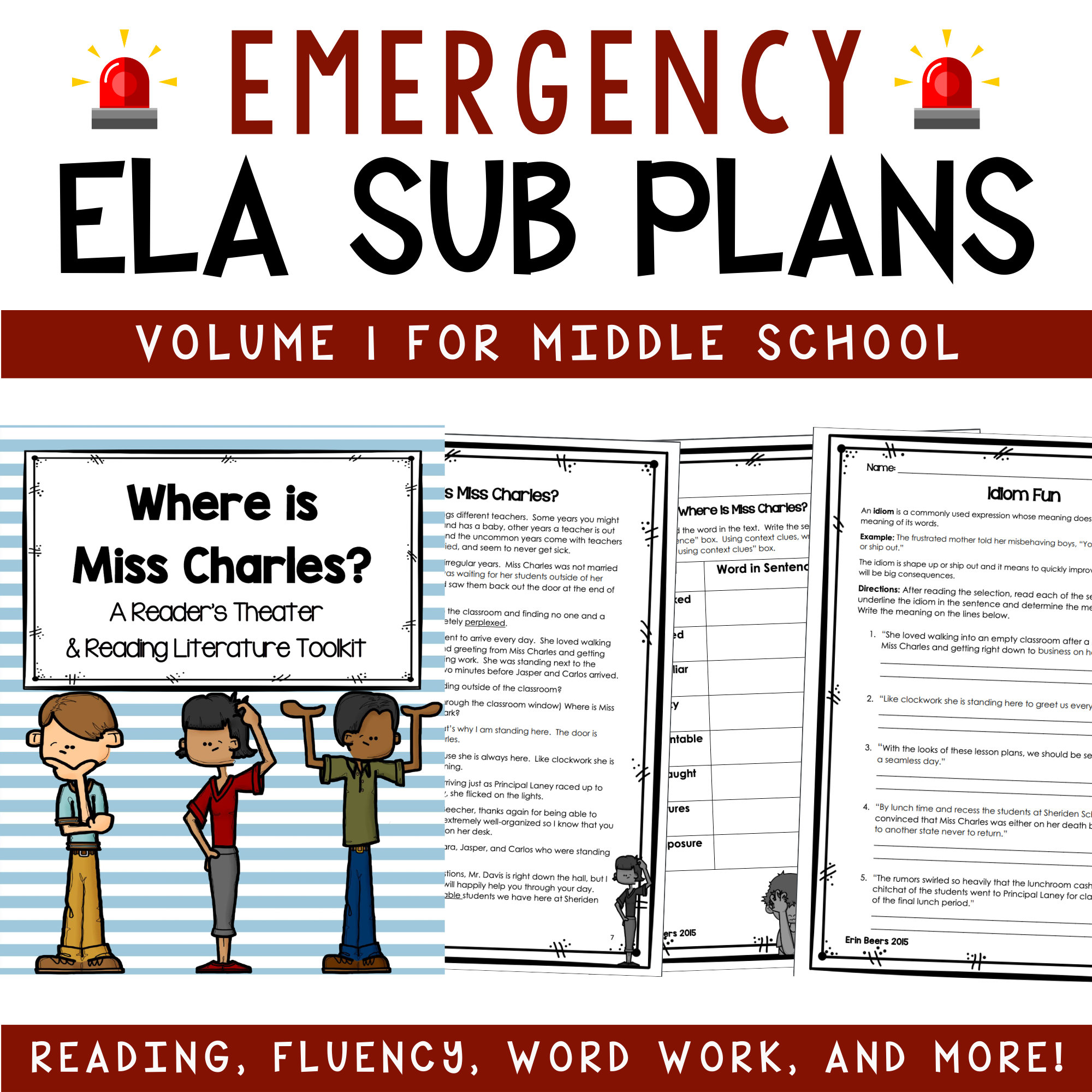 Emergency ELA Sub Plans Bundle for Middle School - Etsy