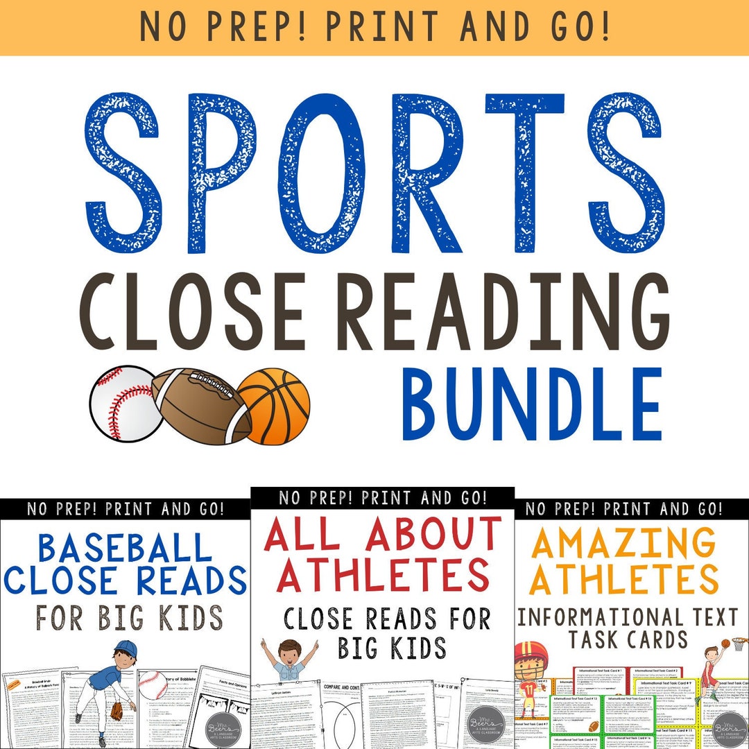 Sports Close Reading Passages and Task Cards for Middle School Reading ...