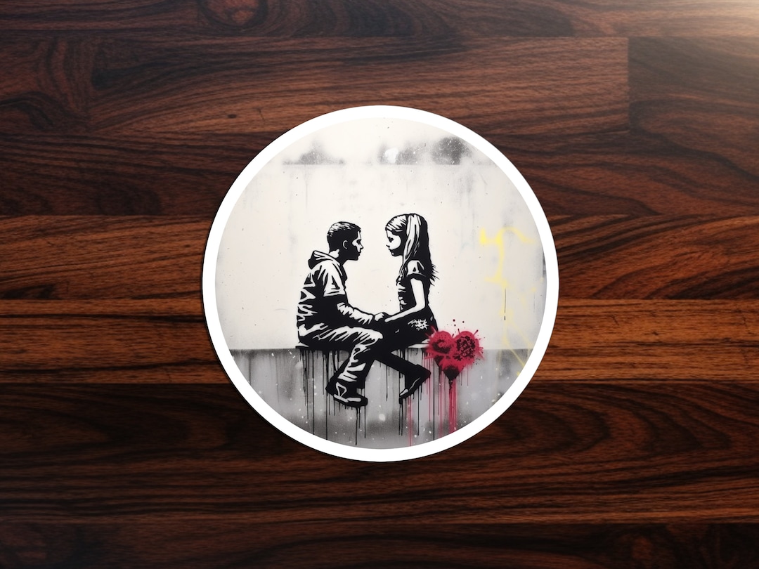 Graffiti Love Sticker: Intimate Couple Locking Eyes, Urban Street Art ...