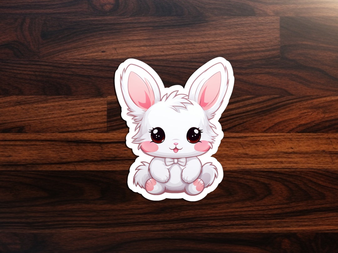 Happy Kawaii Bunny Sticker: Adorable Fluffy Friend With a Sweet Smile ...