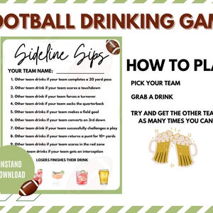 NFL Football Game | Football Printable Game | Drinking Football Game ...