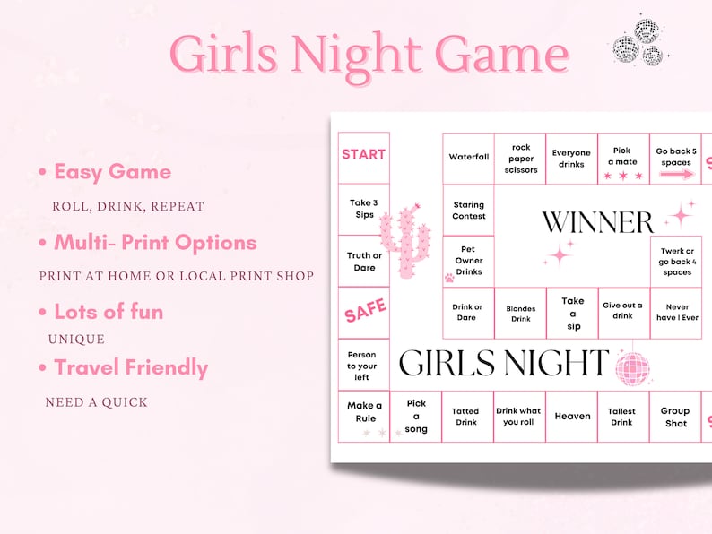 Drinking Board Games, Printable Girls Night Game, Instant Board Game ...