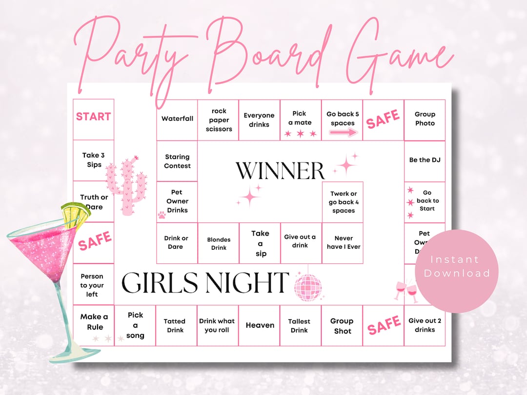 Drinking Board Games, Printable Girls Night Game, Instant Board Game ...