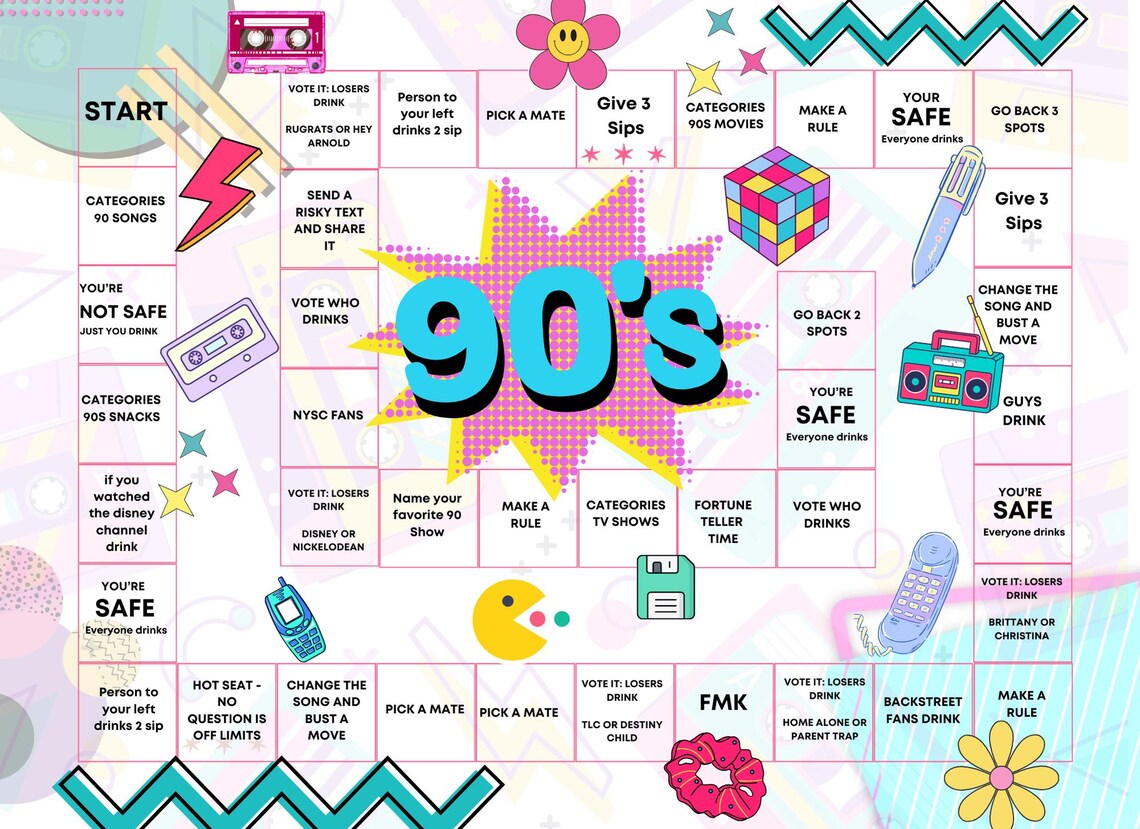 90s Party Game Throwback Party Game Adult Party Game Drinking 90s Party ...