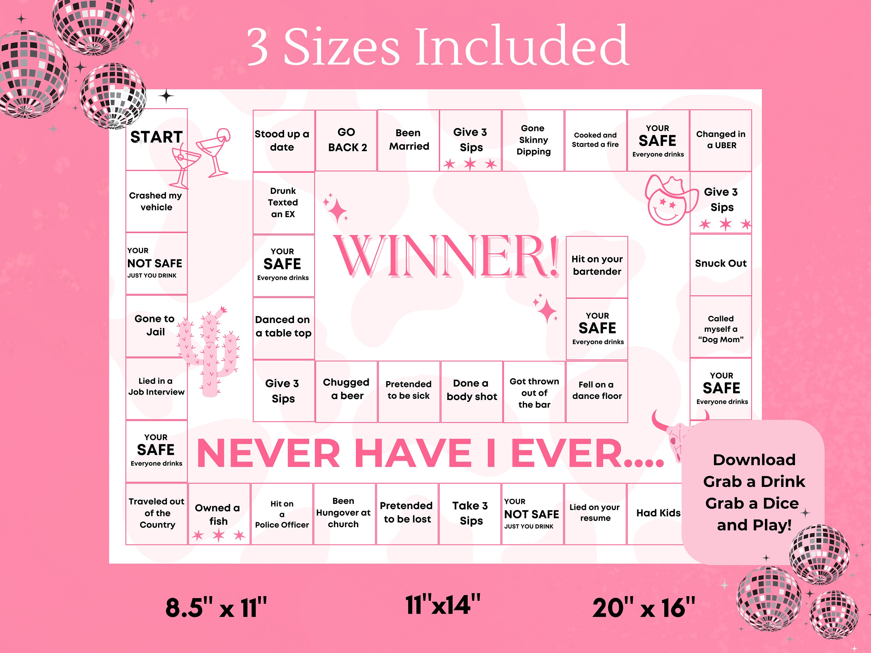 Drinking Board Games, Printable Girls Night Game, Instant Board Game ...