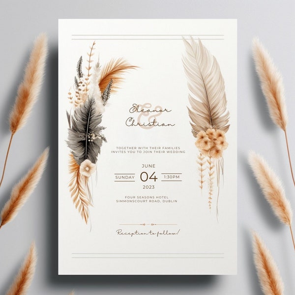 Feather Invitation - Etsy