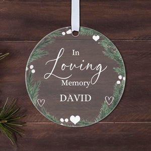 Personalised in Loving Memory Christmas Tree Bauble Ornament, Mum, Dad ...