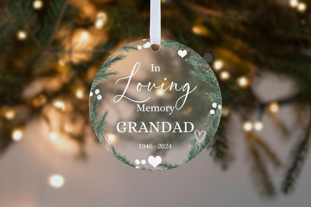 Personalised in Loving Memory Christmas Tree Bauble Ornament, Mum, Dad ...