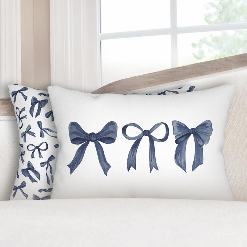 Blue Bow Pillow Covers - Etsy
