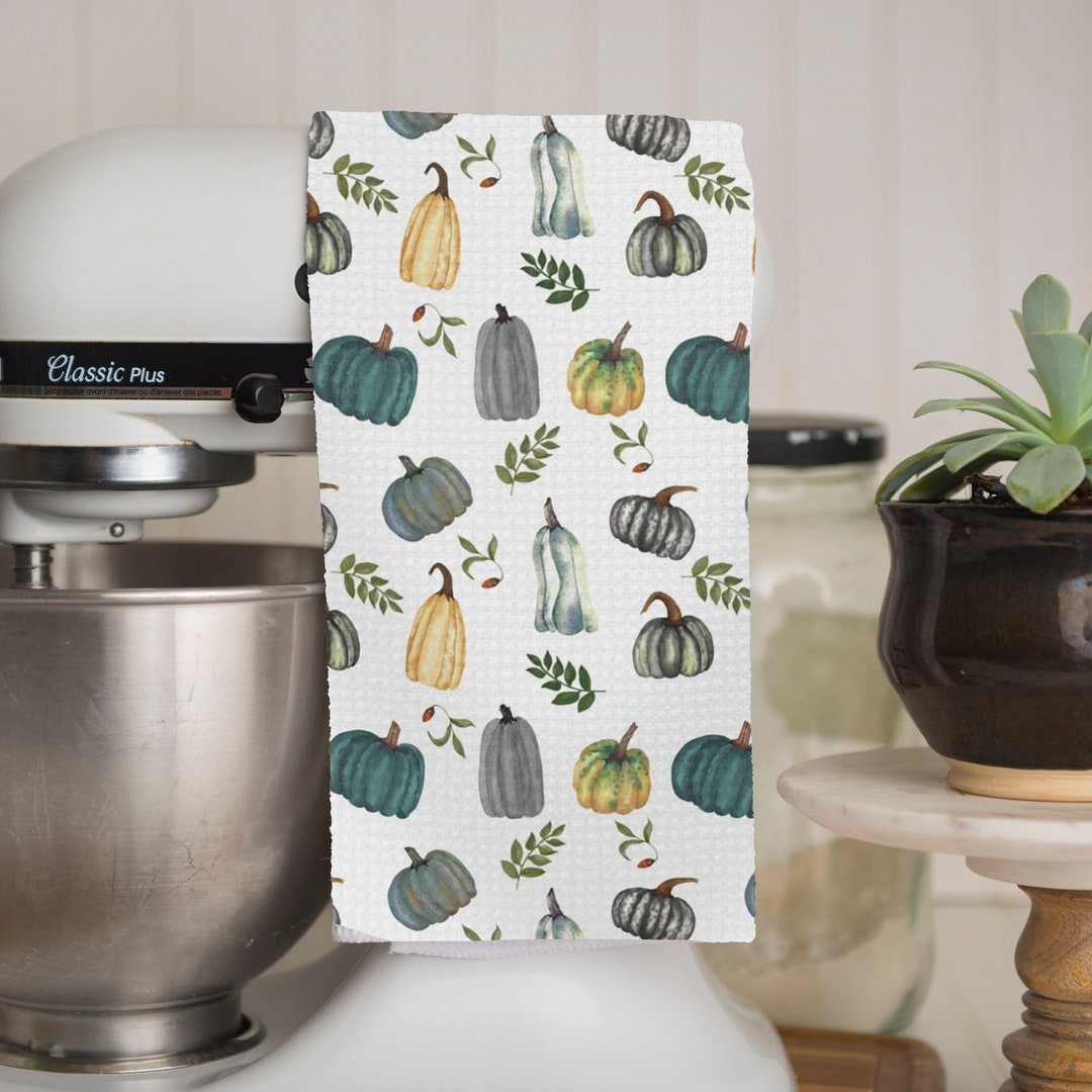 Fall Pumpkin Kitchen Towel Fall Kitchen Decor Teal Pumpkin - Etsy