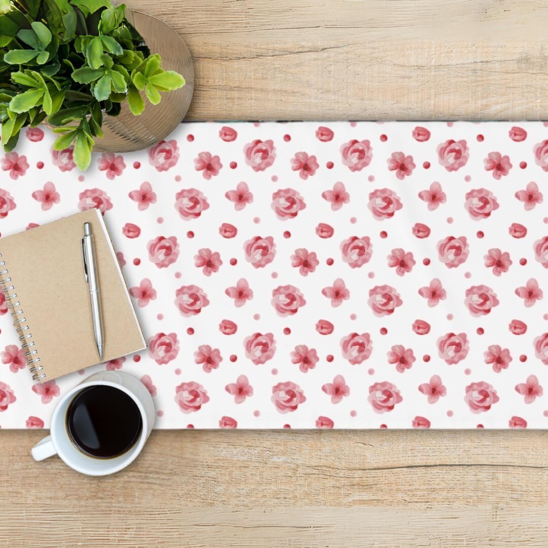 Pink Floral Table Runner Cottagecore Table Runner Grandmillennial Table ...