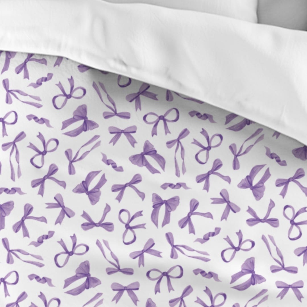 Purple Bow Duvet Cover Coquette Duvet Cover Preppy Duvet Cover Purple ...