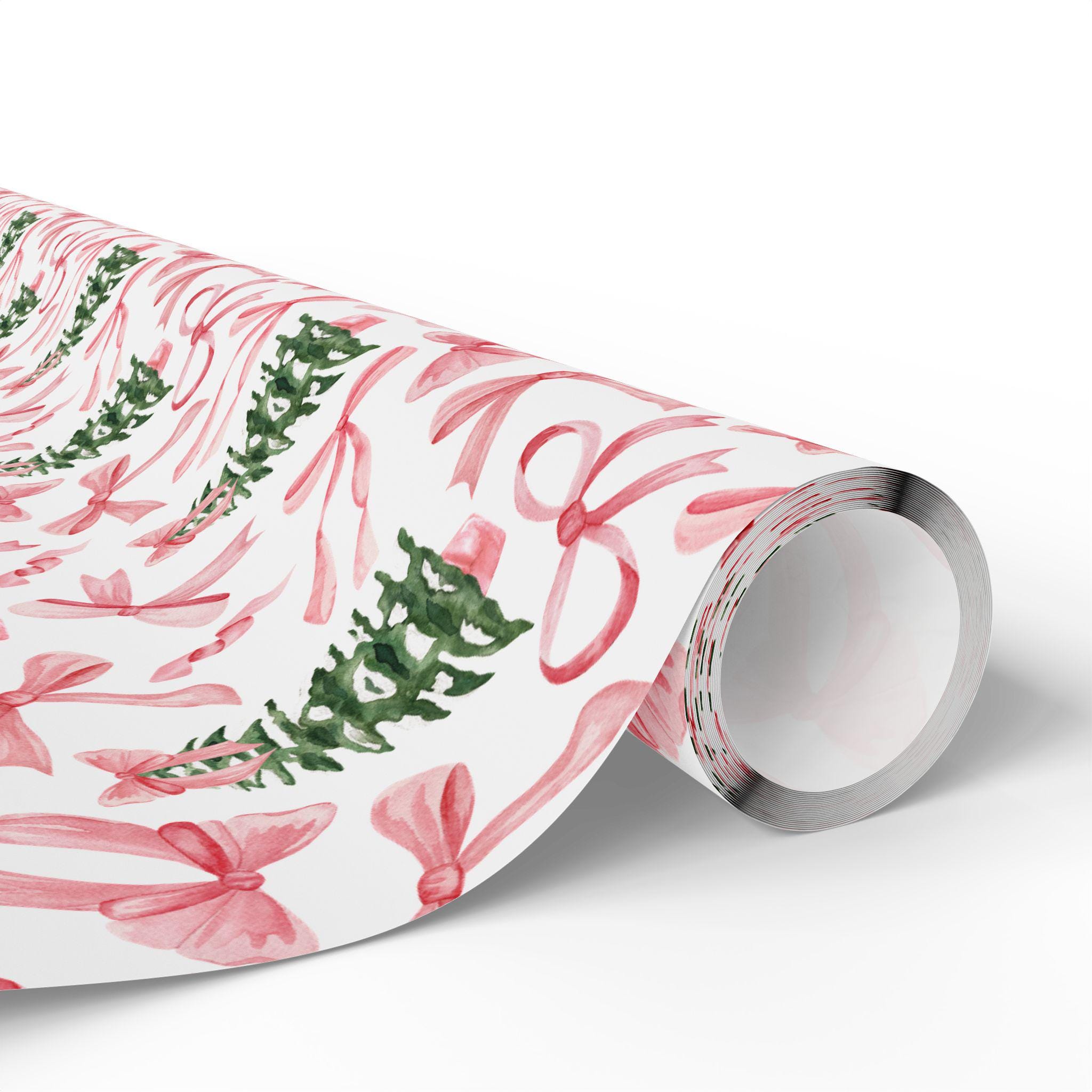 Pink Christmas Wrapping Paper Pink Coquette Christmas Gift Wrap Pink ...