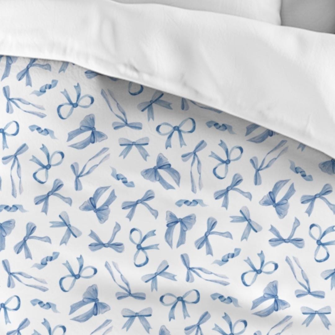 Blue Bow Duvet Cover Blue Coquette Duvet Cover Blue Bow Bedding Blue ...