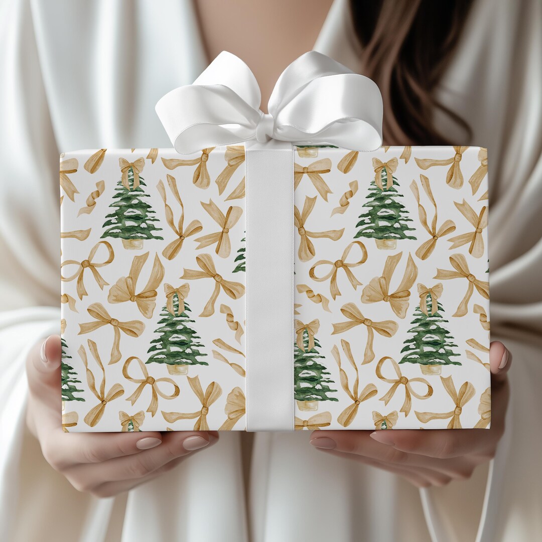 Gold Christmas Wrapping Paper Gold Coquette Christmas Gift Wrap Gold ...