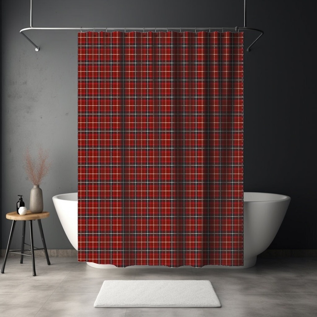 Red Tartan Plaid Shower Curtain Red Plaid Shower Curtain Scotch Plaid ...
