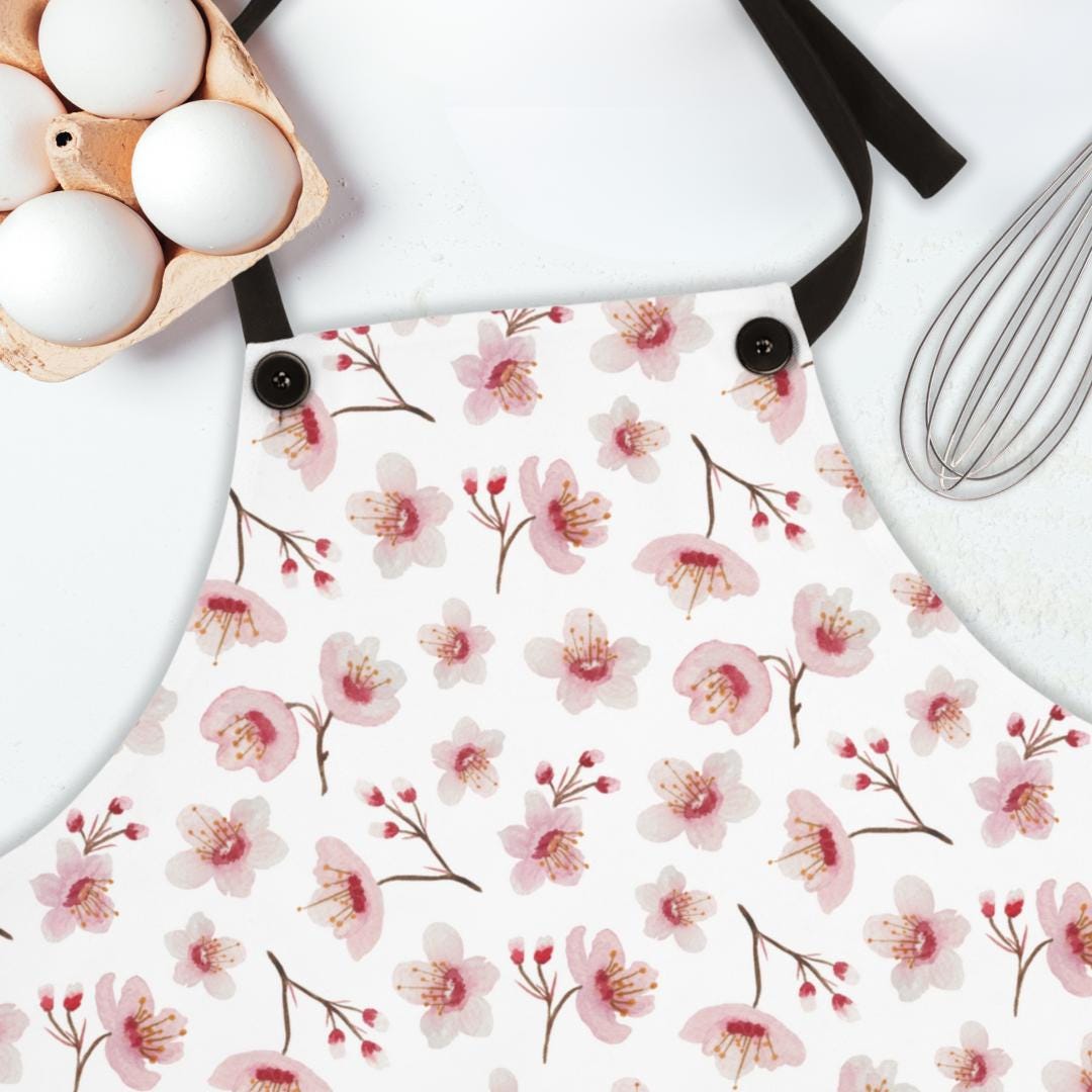 Cherry Blossom Apron Chinoiserie Apron Pink Floral Apron Girly Apron ...