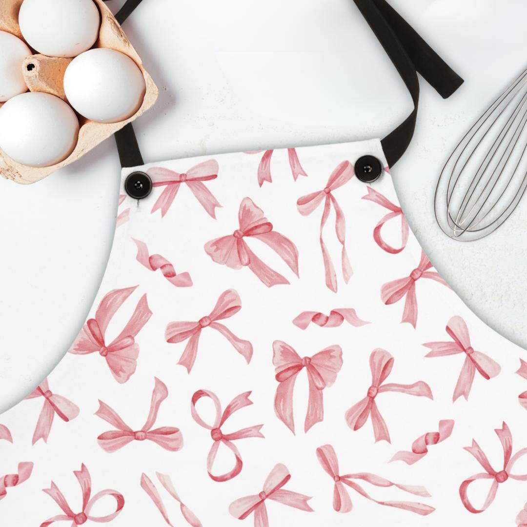 Pink Bow Apron Coquette Apron Pink Bows Balletcore Apron Preppy Apron ...