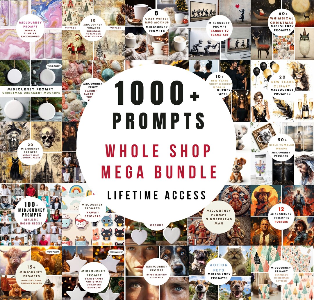 Midjourney Prompts Whole Etsy Shop Mega Bundle, Chatgpt Prompts, Entire ...