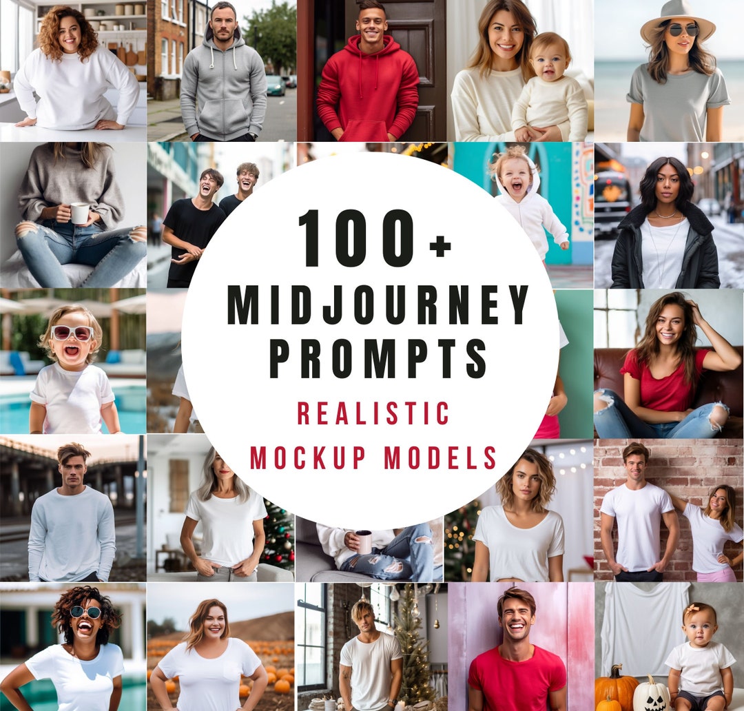 100 Midjourney Prompt Bundle Mockup Models, Professional Shirt Mockup ...