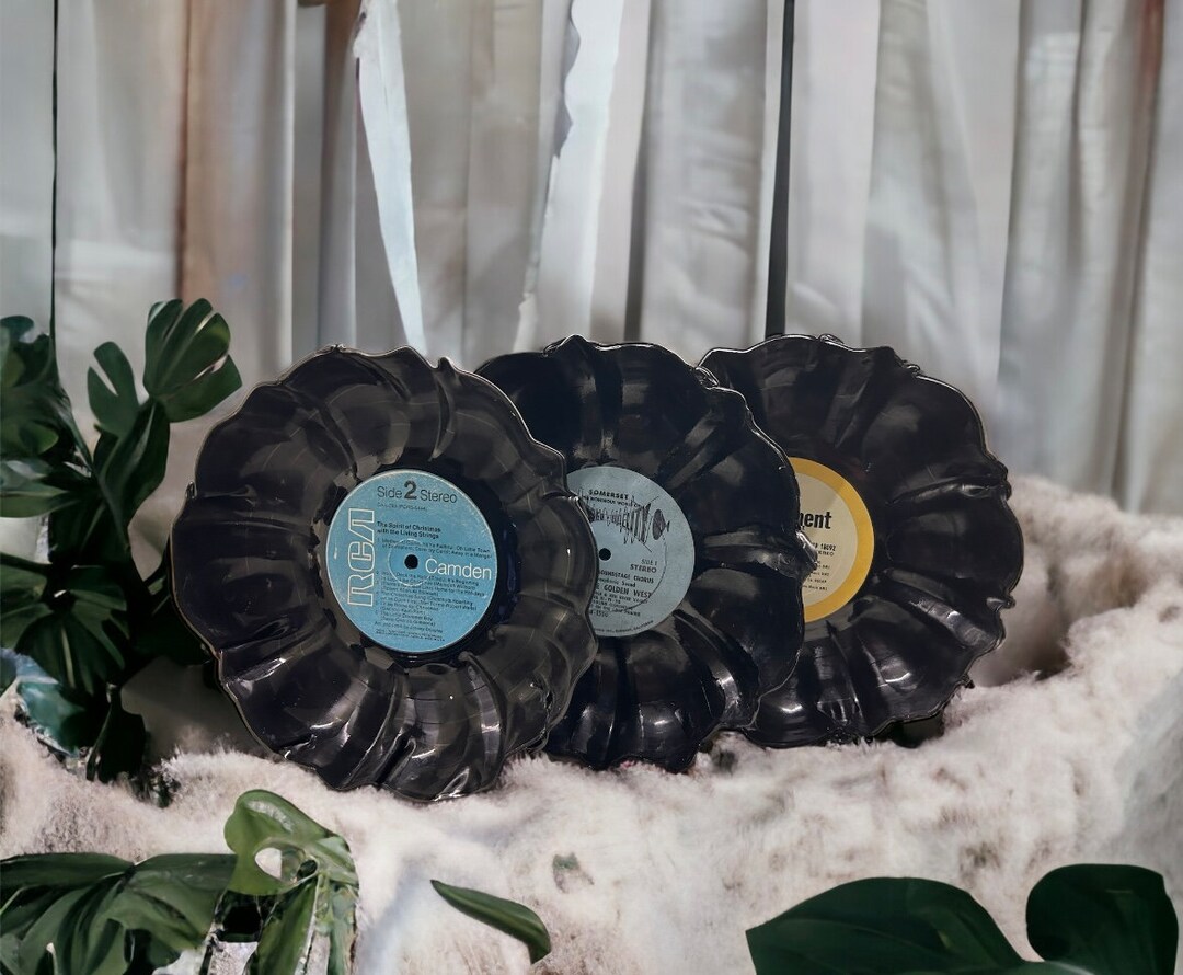 Handmade Vinyl Record Bowls Vintage Vinyl Album Bowl 1960's 1970's ...