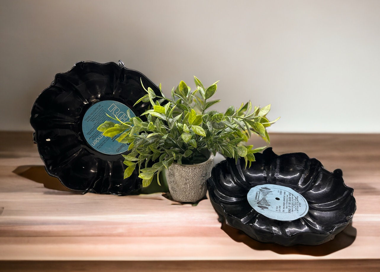 Handmade Vinyl Record Bowls Vintage Vinyl Album Bowl 1960's 1970's ...