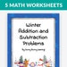 Winter Addition and Subtraction Problems | Winter Math | Printable PDF ...