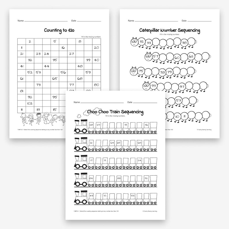 1st Grade Counting Sequence to 120 Activity Worksheet | Hands on ...