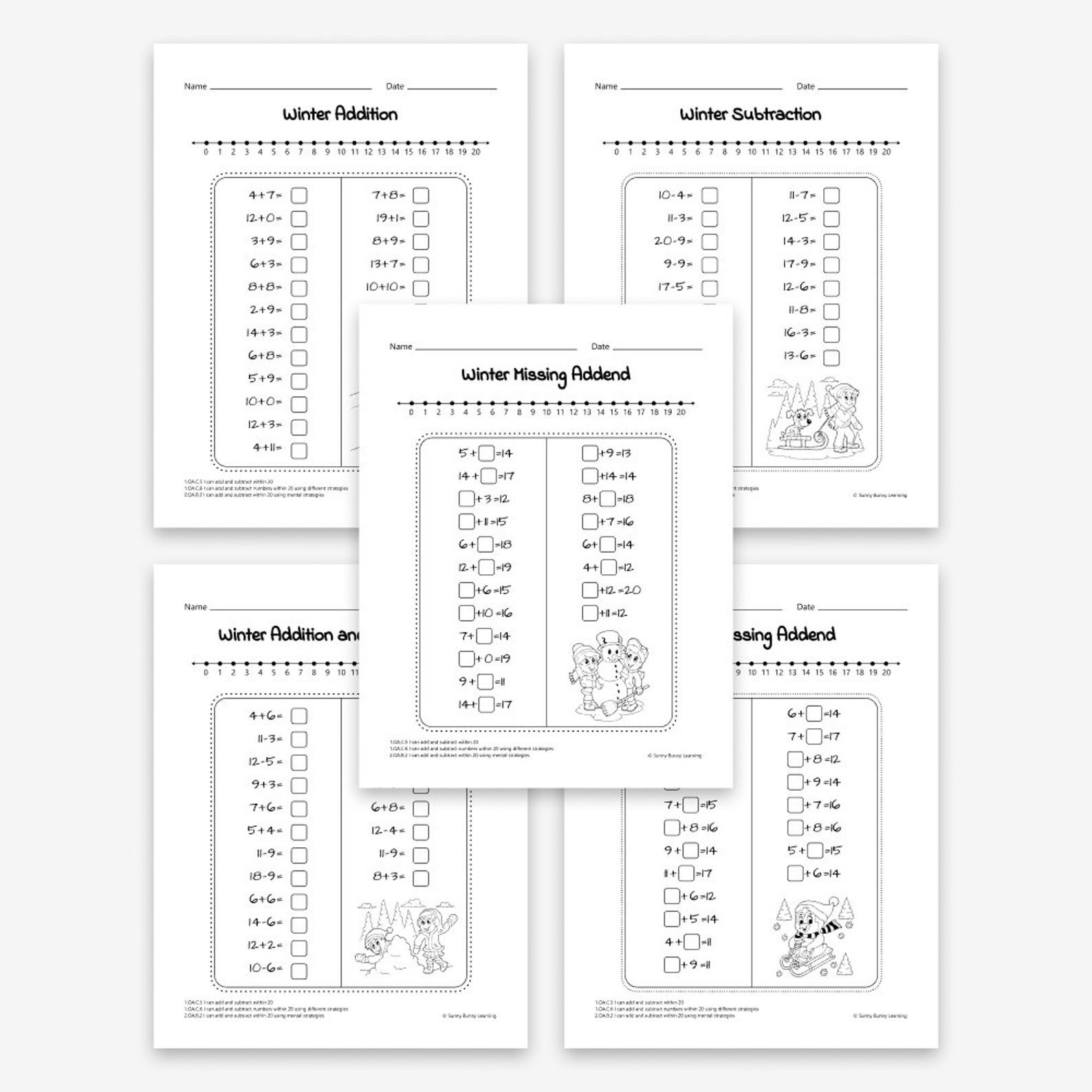 Winter Addition and Subtraction Problems | Winter Math | Printable PDF ...