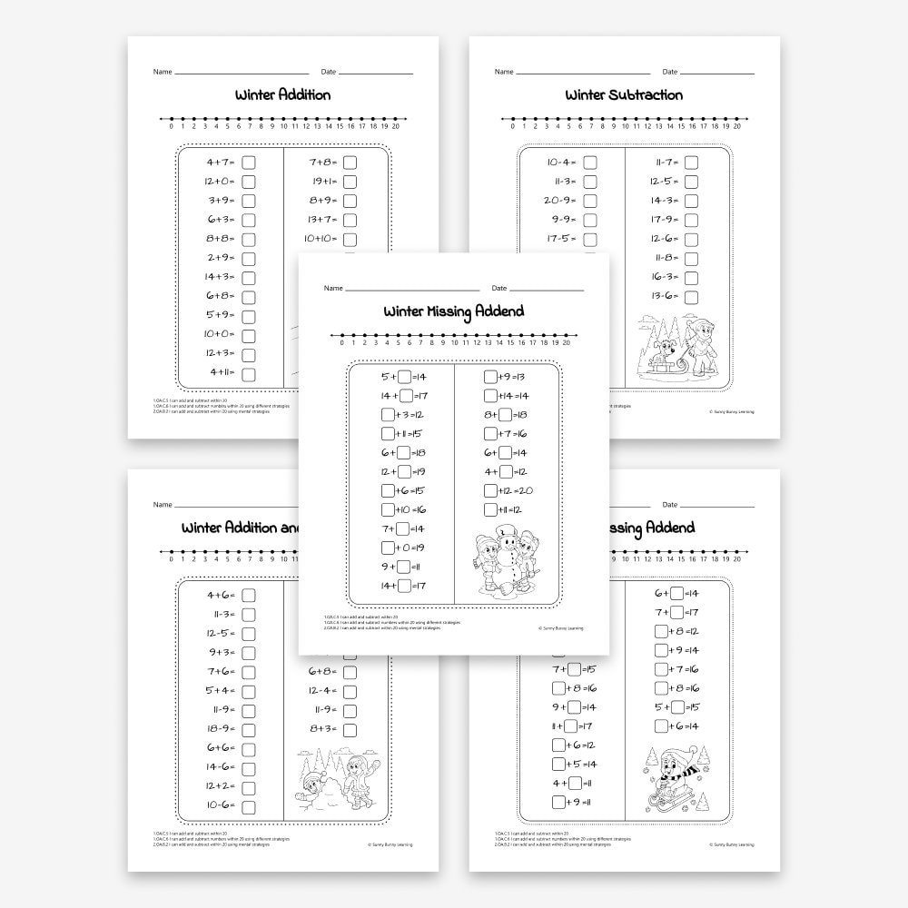Winter Addition and Subtraction Problems | Winter Math | Printable PDF ...