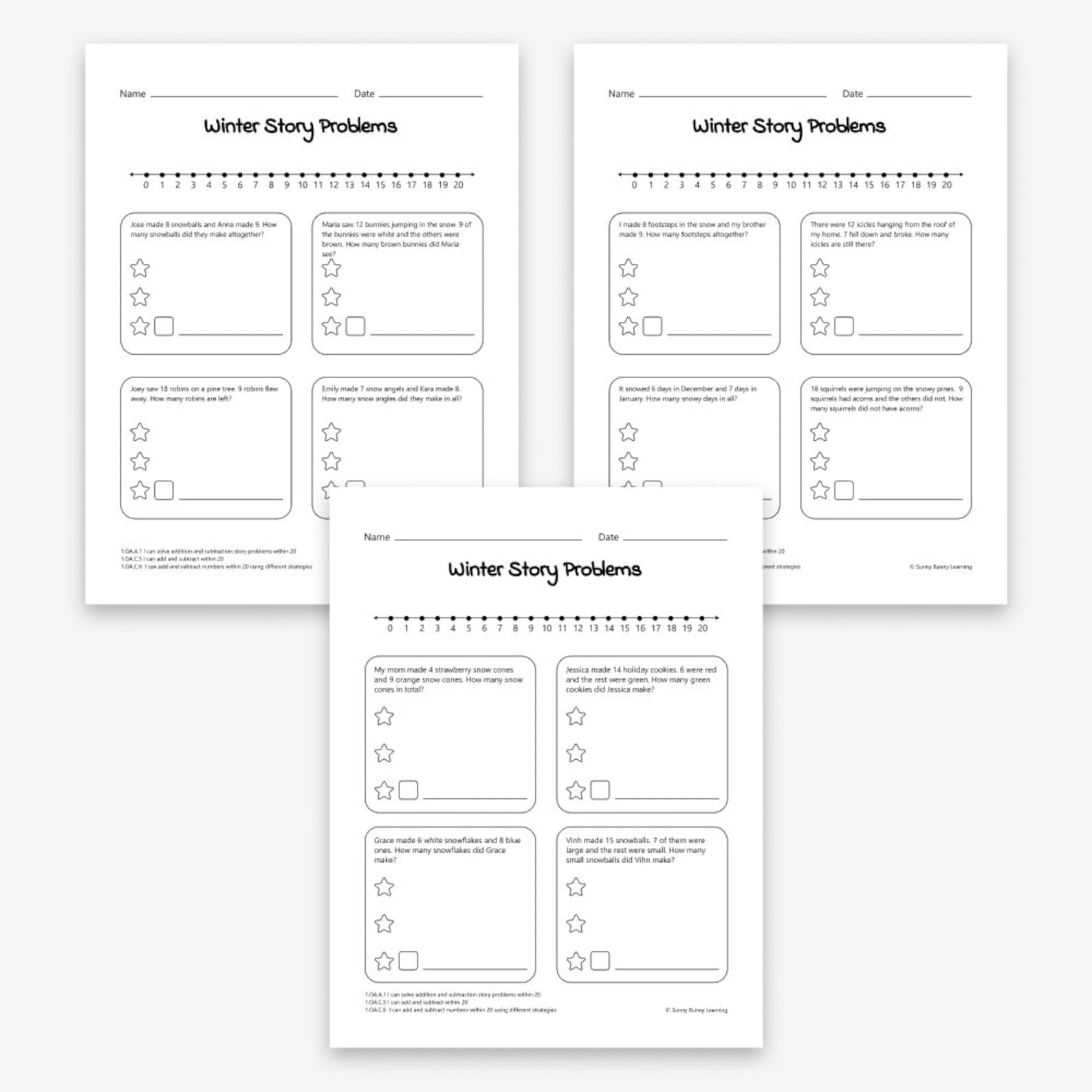 Winter Story Problems | Real Life Story Problems | Printable PDF ...