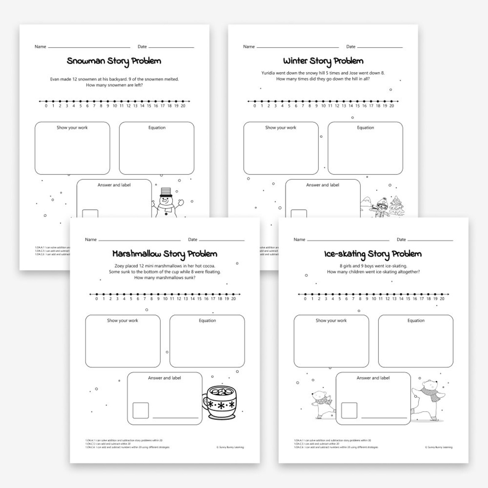 Winter Story Problems | Real Life Story Problems | Printable PDF ...