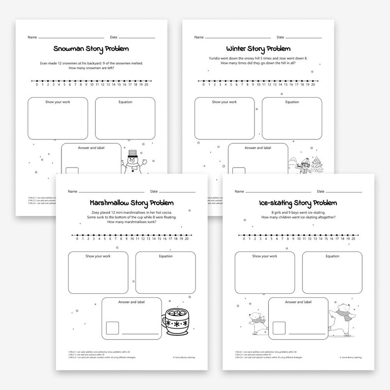 Winter Story Problems | Real Life Story Problems | Printable PDF ...
