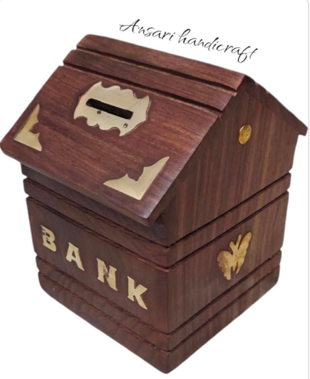 Buy Hut Shaped Wooden Piggy Bank: Handmade Coin Box With Lock ...
